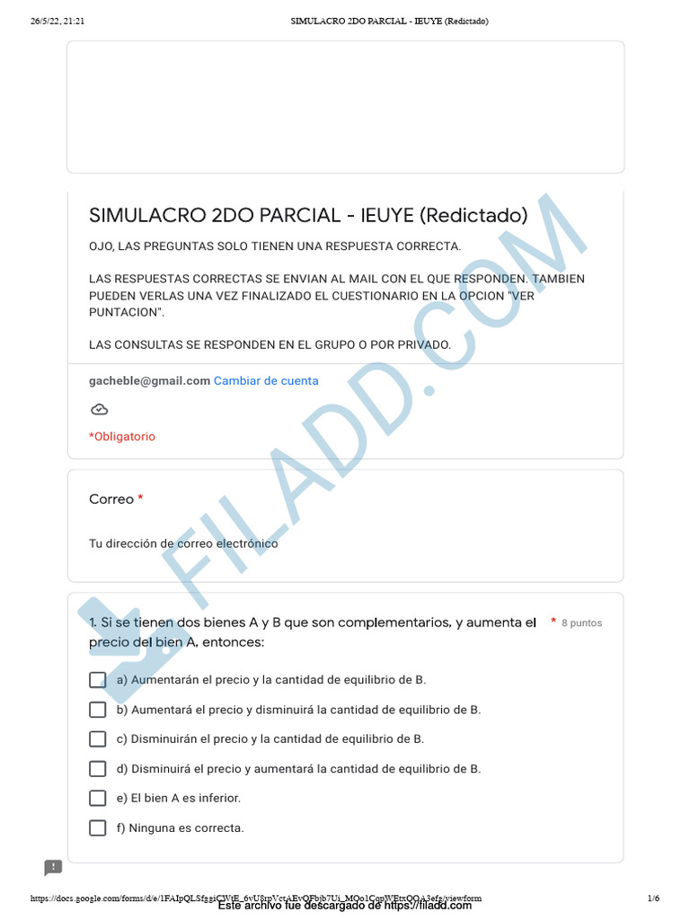 SIMULACRO 2DO PARCIAL - IEUYE Redictado VIRTUAL | PDF | Producto Interno Bruto | Precios