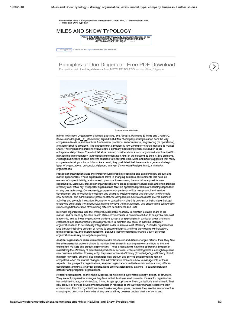 Miles and Snow Typology | PDF | Innovation | Entrepreneurship