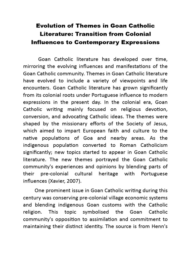 Goan Catholic Literature Themes | PDF | Catholic Church | Colonialism