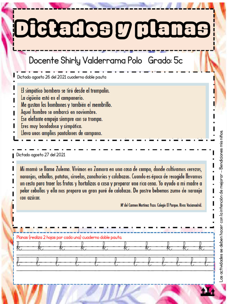 Dictados y Planas para Primer Grado | PDF
