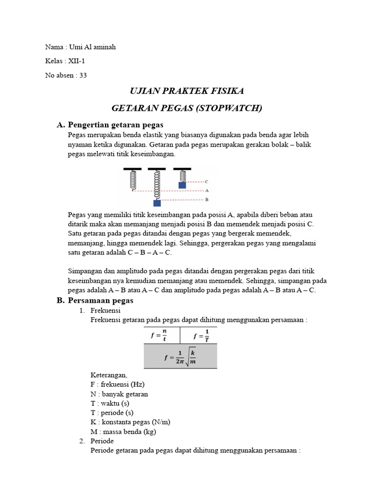 Getaran Pegas: Amplitudo dan Frekuensi | PDF | Sains & Matematika