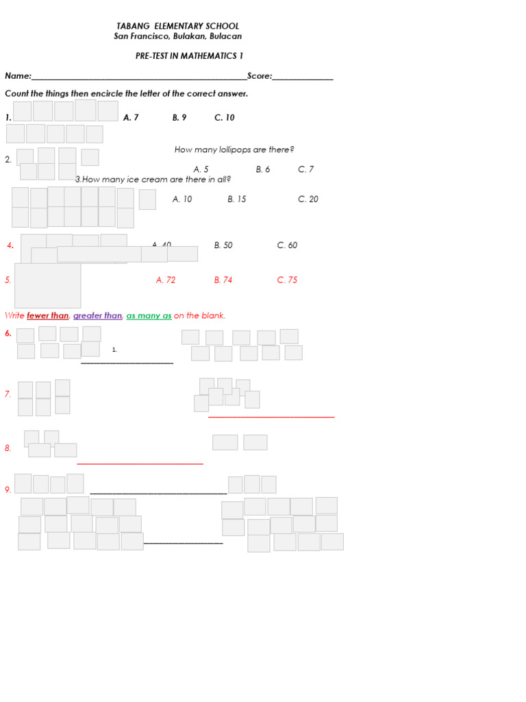 Pre-Test - Mathematics 1 | PDF | Mathematics