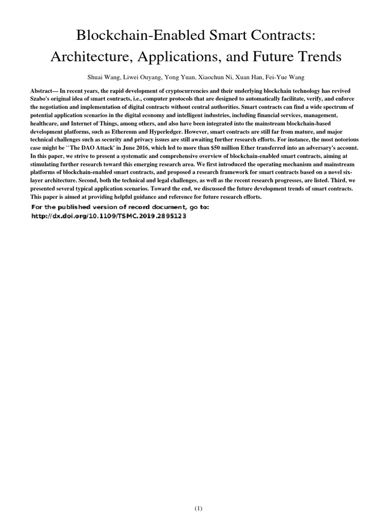 Blockchain-Enabled Smart Contracts | PDF