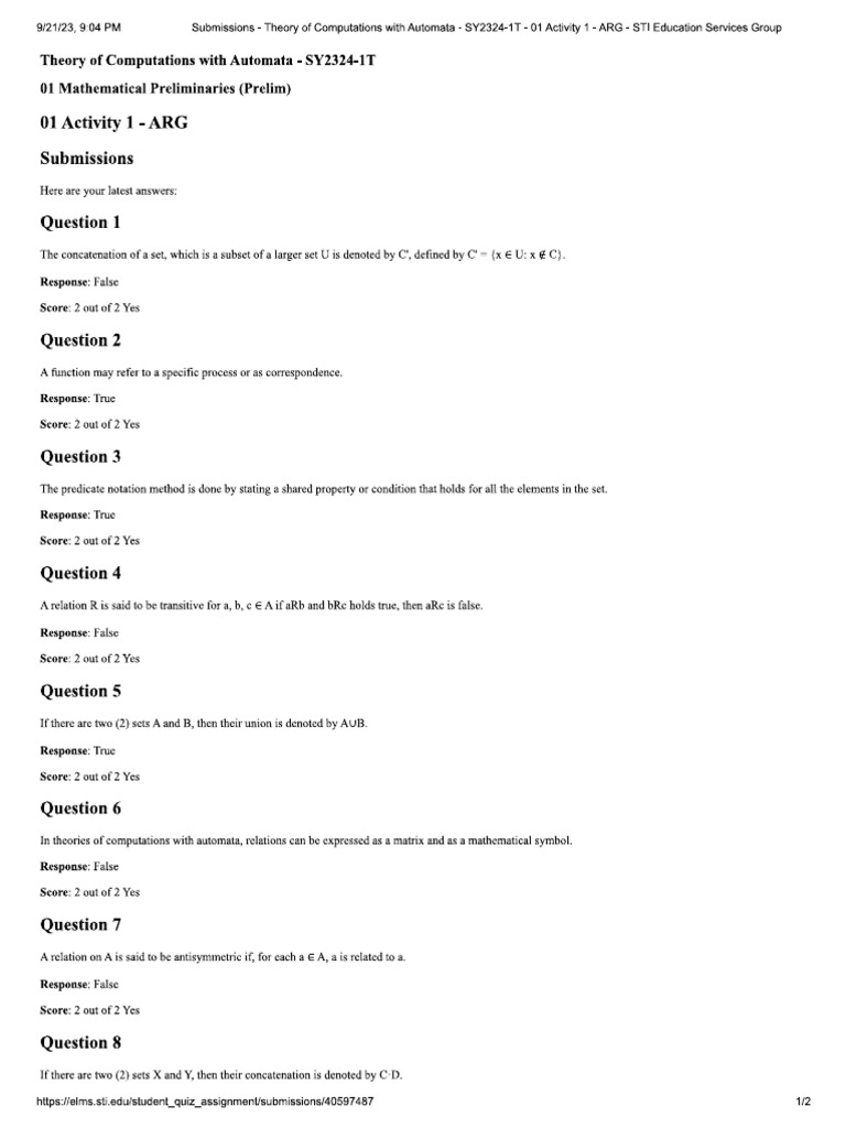 Theory of Computations With Automata Activity 1 | PDF