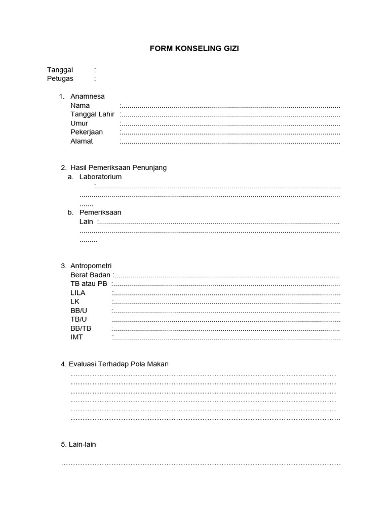 Form Konseling Gizi | PDF