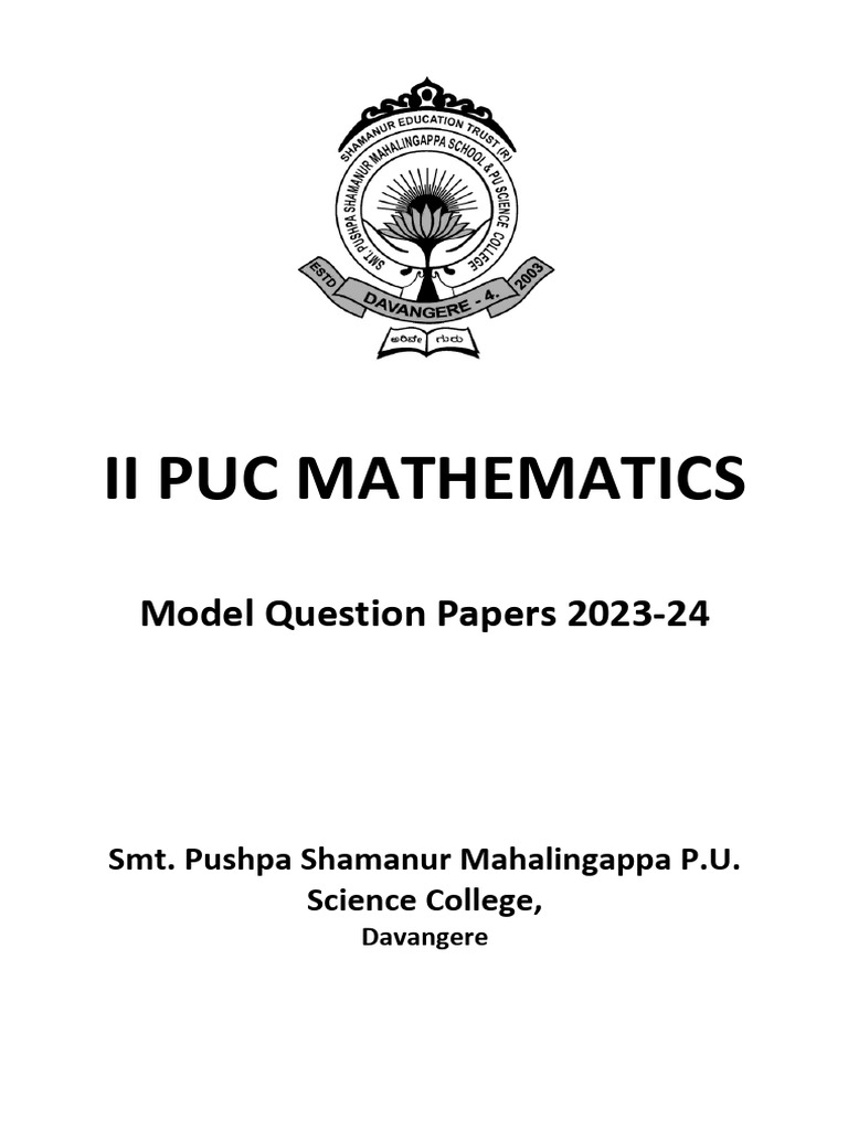 II PUC Model Papers | PDF | Matrix (Mathematics) | Function (Mathematics)
