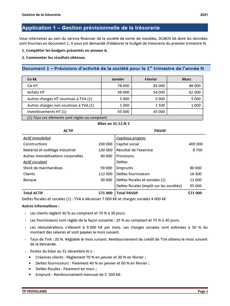 Budget de Tresorerie Serie | PDF