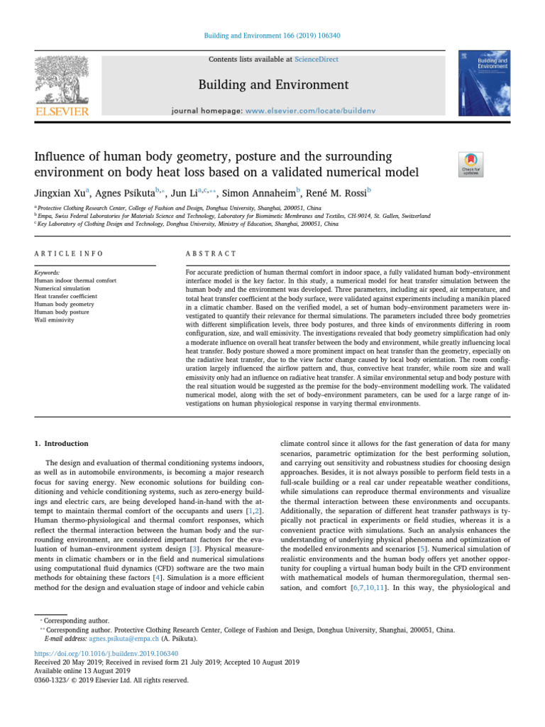 Influence of Human Body Geometry, Posture and The Surrounding ...