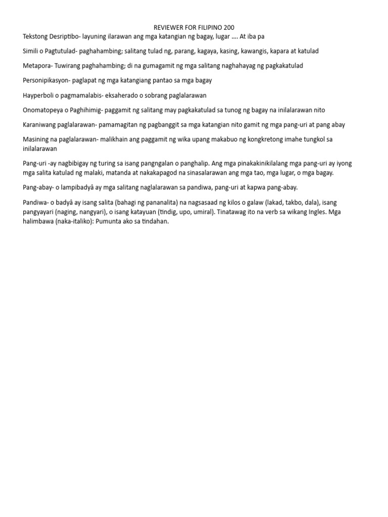 Fil 200 Reviewer | PDF
