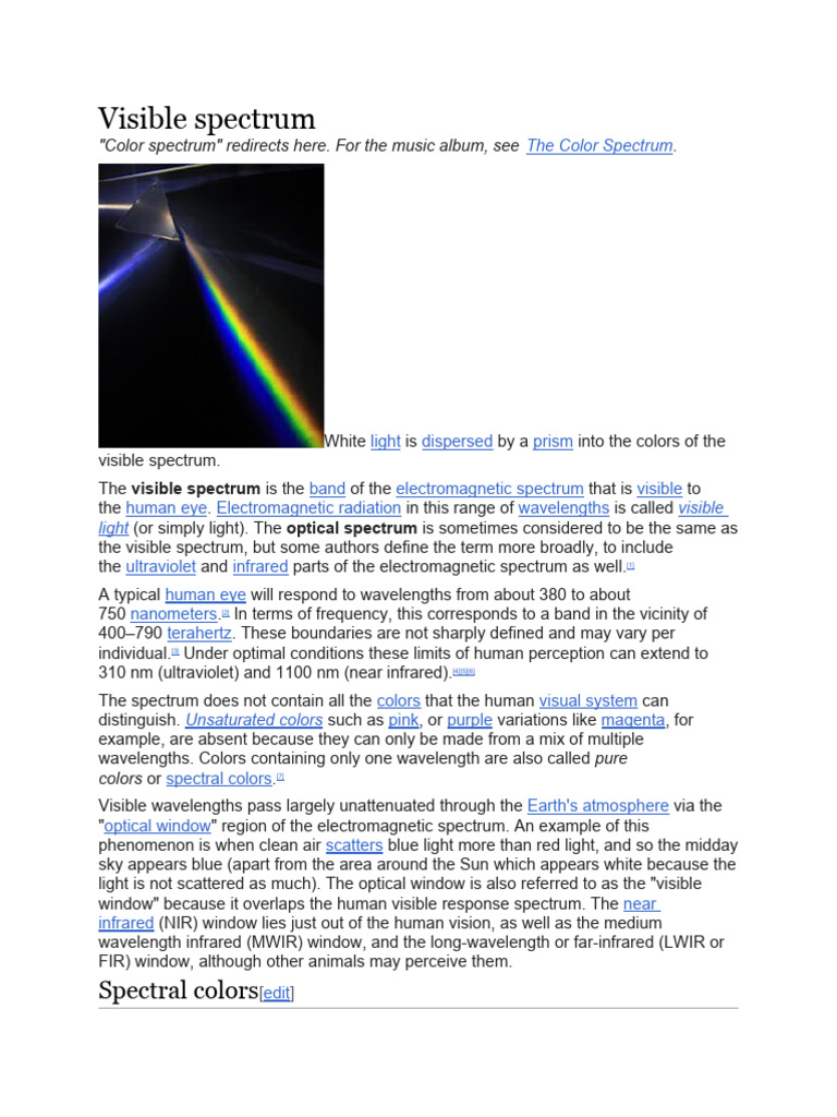 Visible Spectrum | PDF | Color | Electromagnetic Spectrum