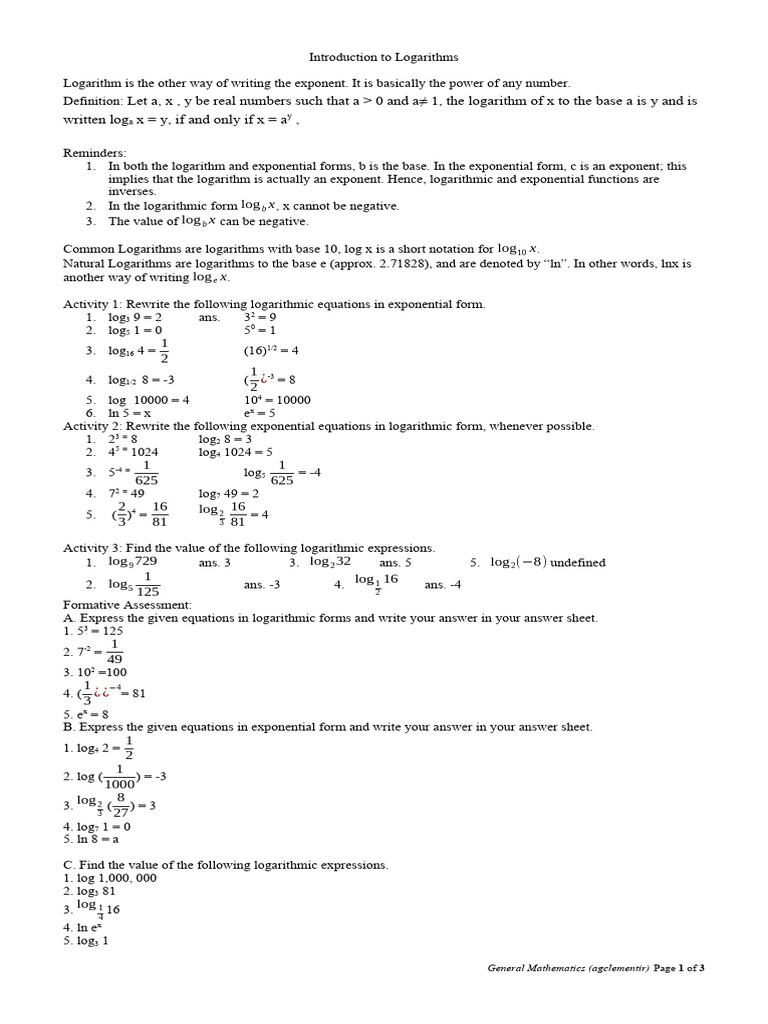 Logarithmic Functions | PDF | Logarithm | Ph