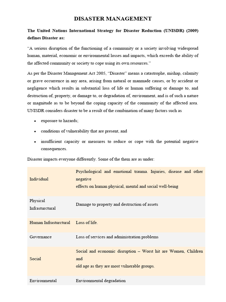 Disaster Classification and Types | PDF