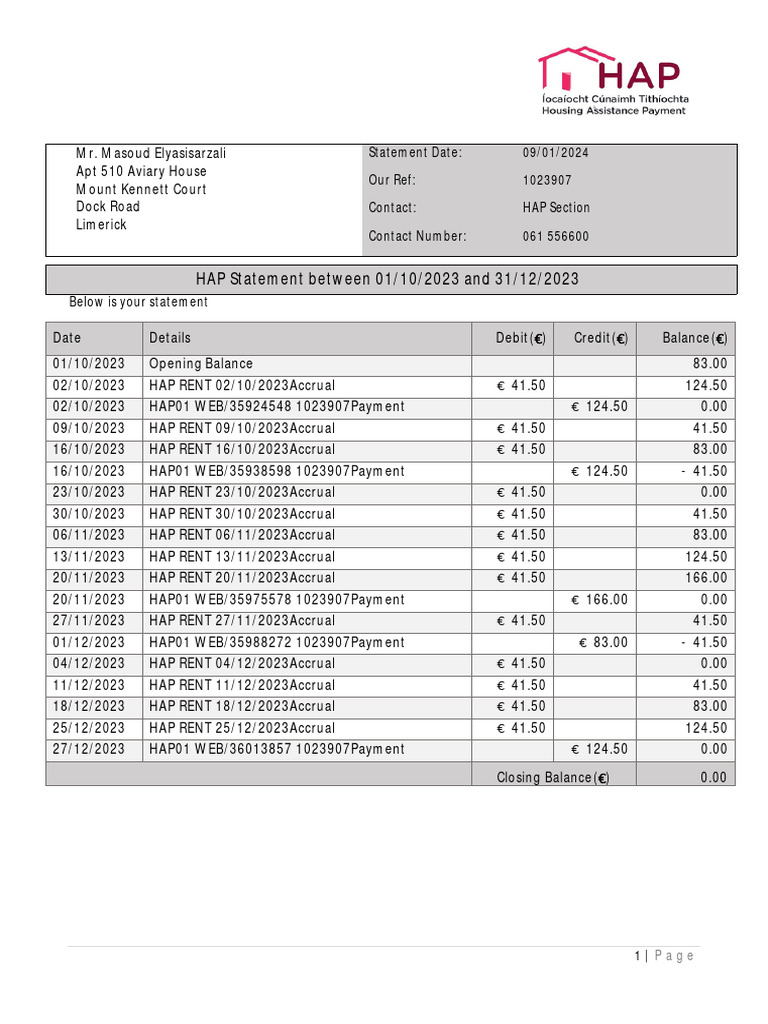 Q4 2023 HAP Statements 2023 1023907 | PDF