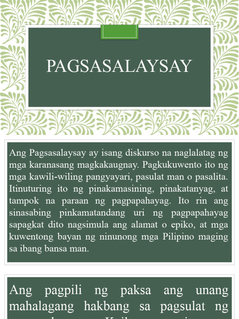 PAGSASALAYSAY | PDF