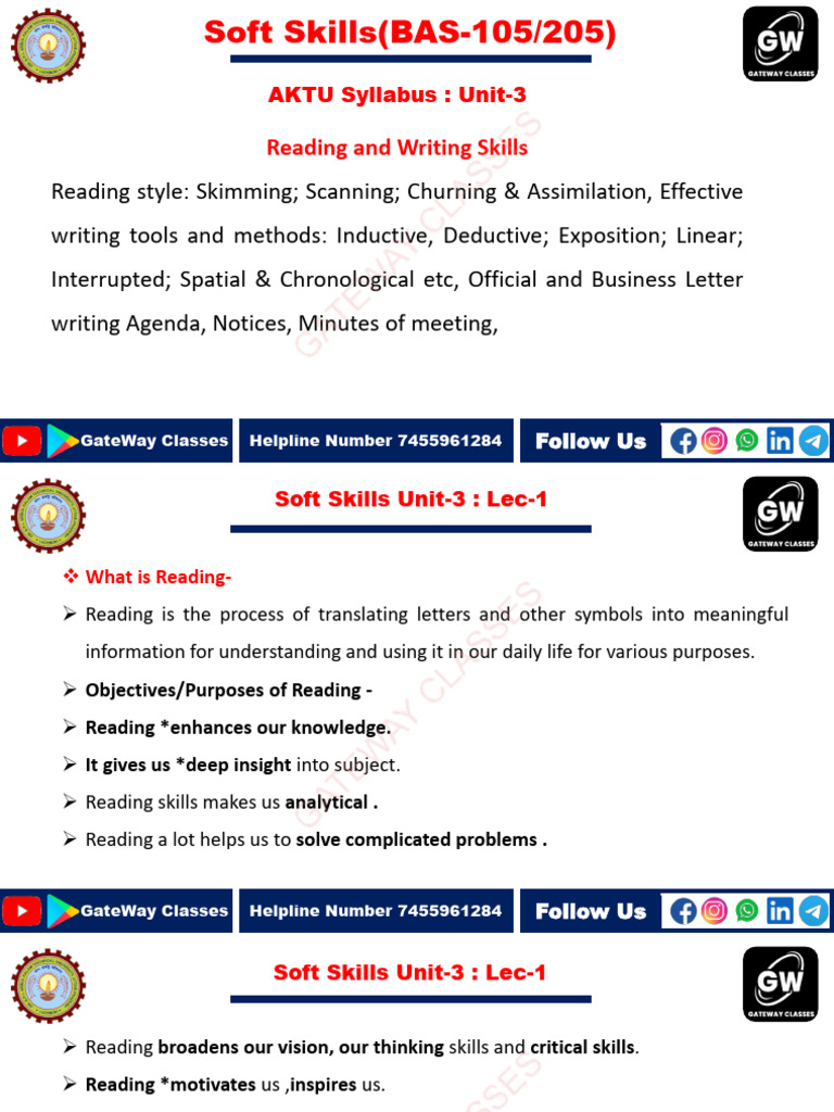 Soft Skills Unit 3: Reading Techniques | PDF | Foreign Language Studies