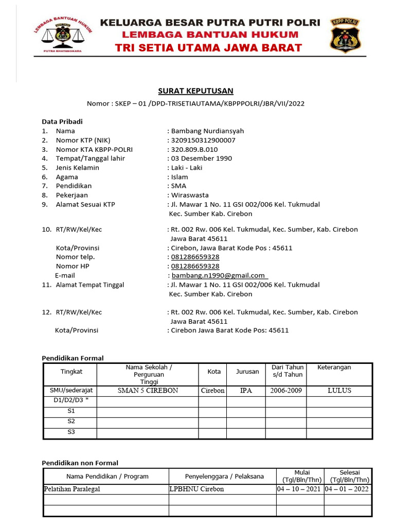 Biodata LBH REVISI | PDF