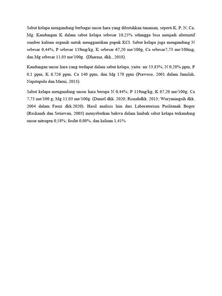 Kandungan Unsur Hara Sabut Kelapa | PDF | Sains & Matematika