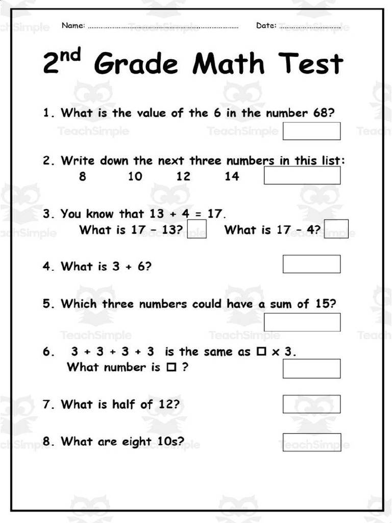 Multiplication Math Test 8 Pdf