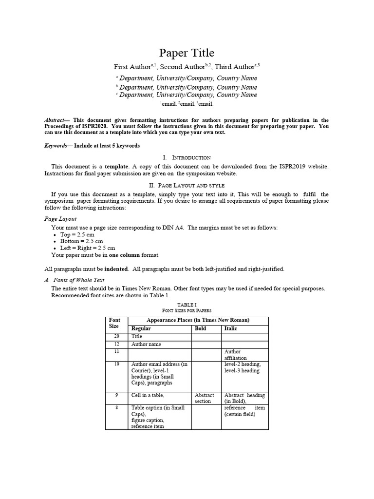 ISPR2020 Paper Formatting Guide | PDF | Page Layout | Letter Case