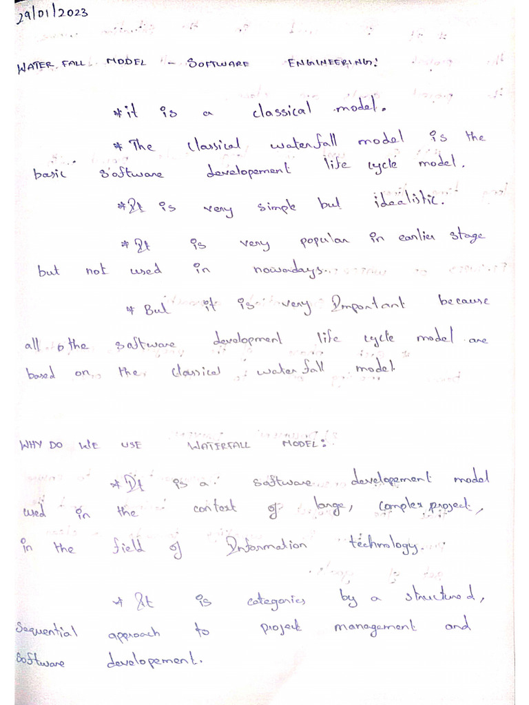 Water Fall (Prescriptive Process Models & Specialized Process Models) | PDF