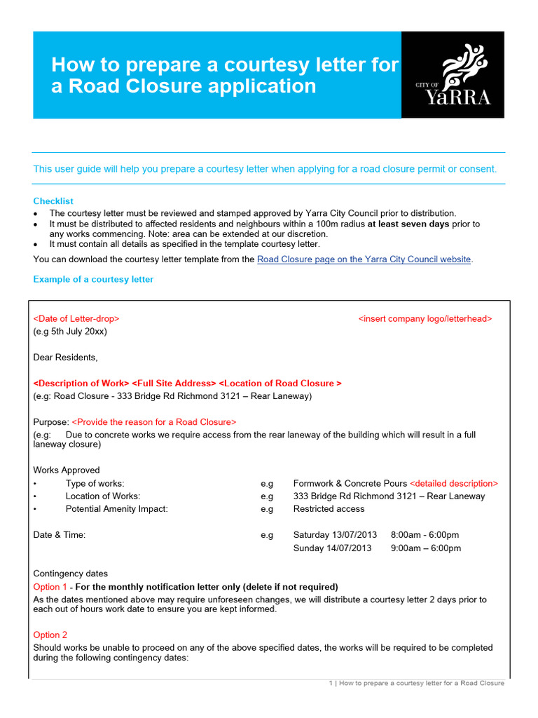 Permits and Consents - User Guide - How To Prepare A Courtesy Letter ...