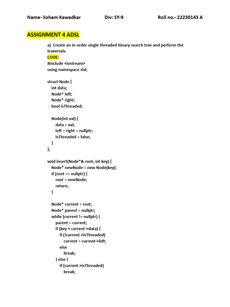 Assignment 4 Adsl | PDF | Computing | Software Engineering