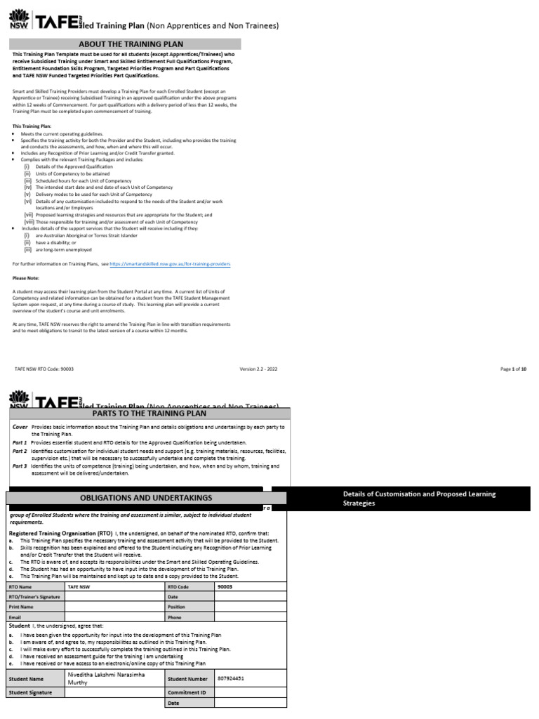 NSW Training Plan for Providers | PDF