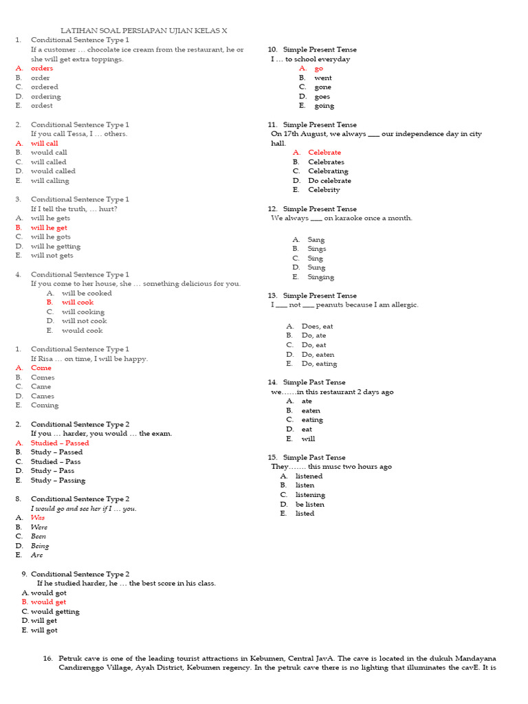 Kisi Kisi Latihan Soal Asas Kelas X | PDF