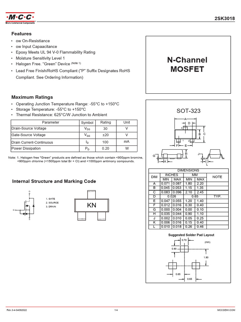 SK3018 MOSFET Specifications | PDF