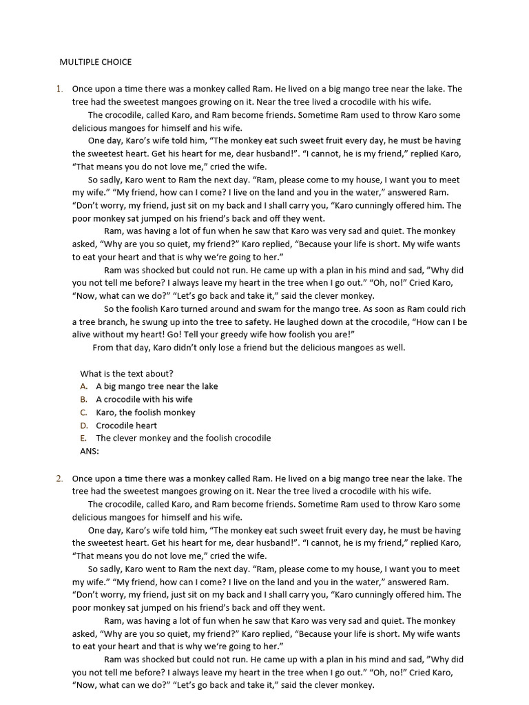 Dokumen - Tips - Contoh Soal Narrative Text | PDF