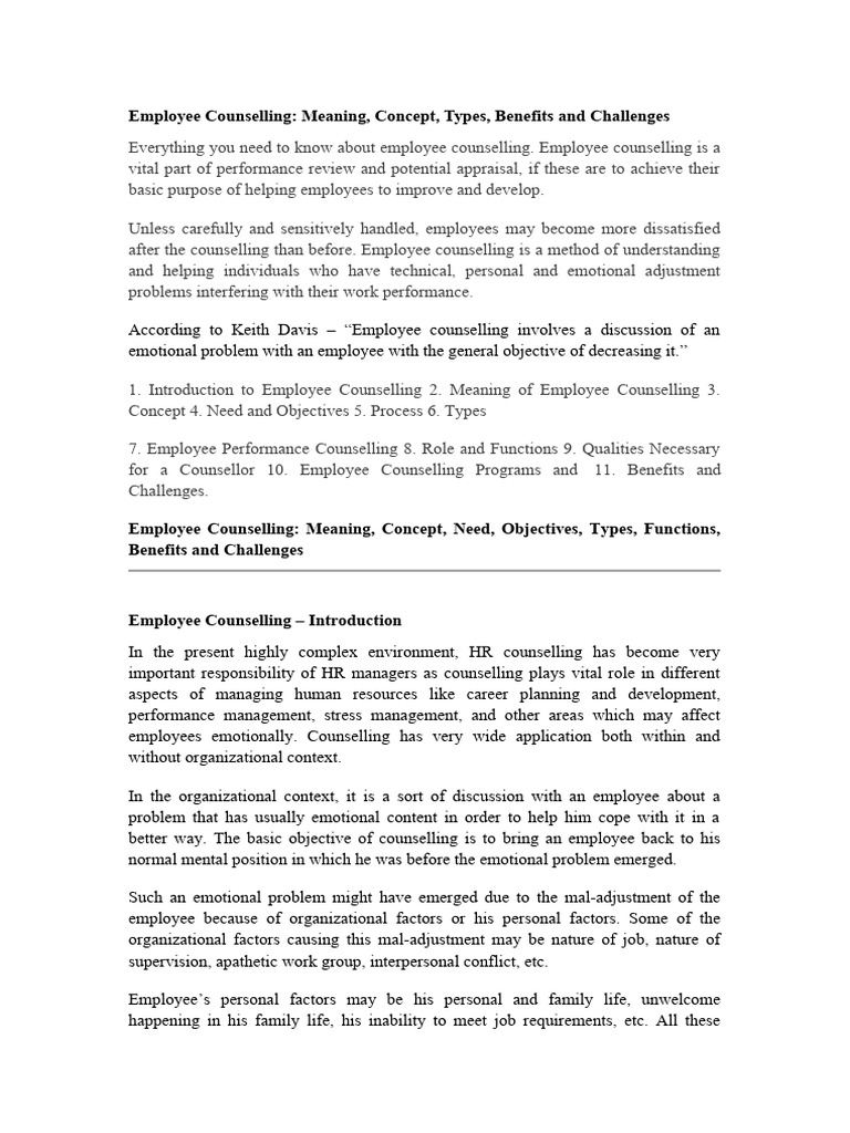 Employee Counselling | PDF Employee Counselling | PDF