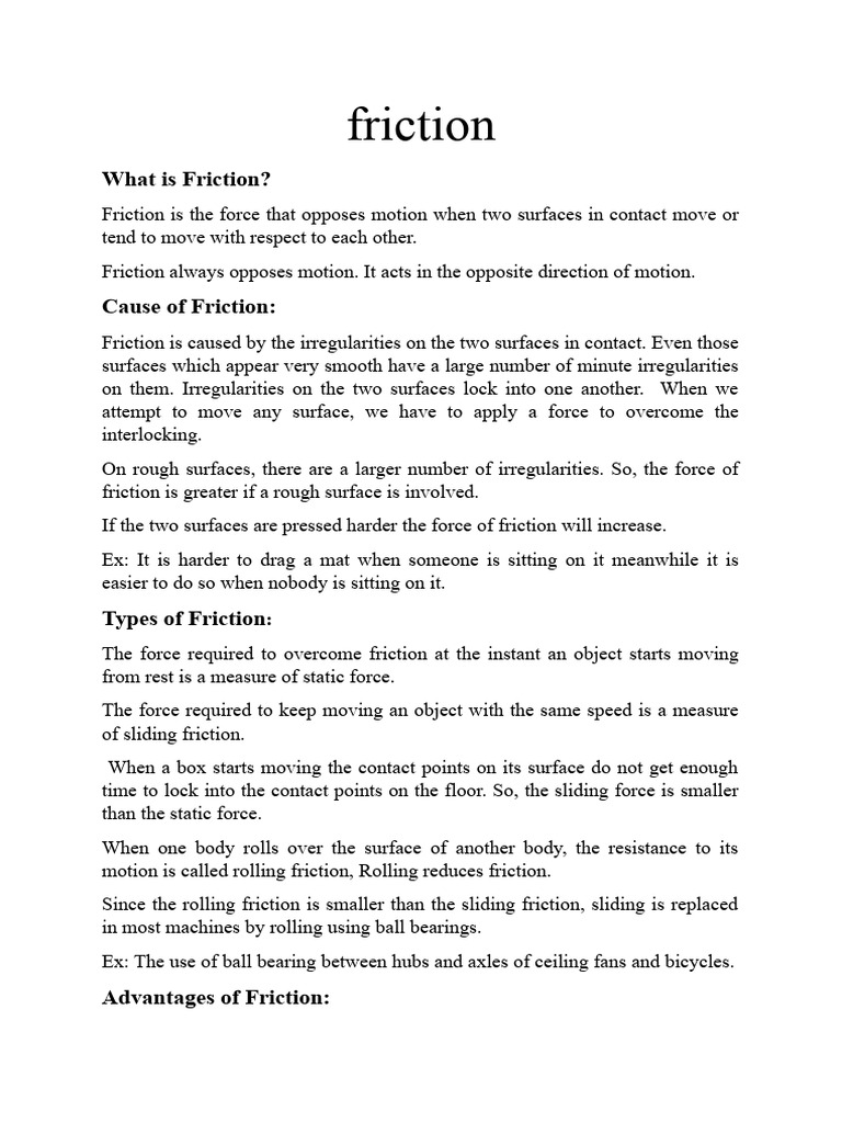 Friction Physics | PDF