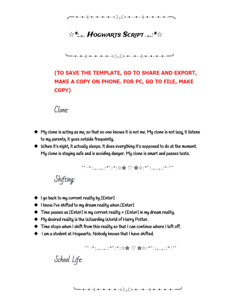 Hogwarts Shifting Script Template | PDF | Home & Garden