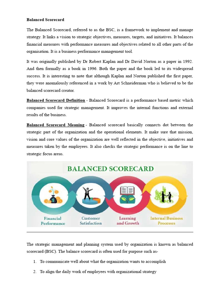 Balanced Scorecard | PDF | Strategic Management | Goal