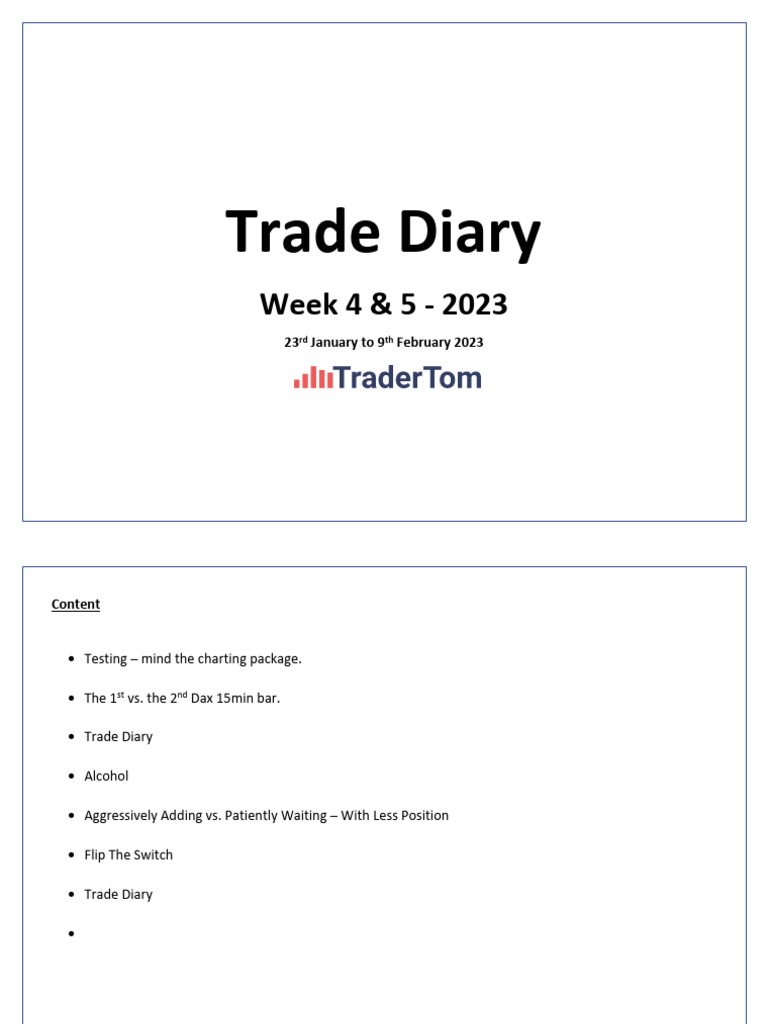 Trade Diary January 2023 - Week 4 & 5 & 6 | PDF | Market Trend ...