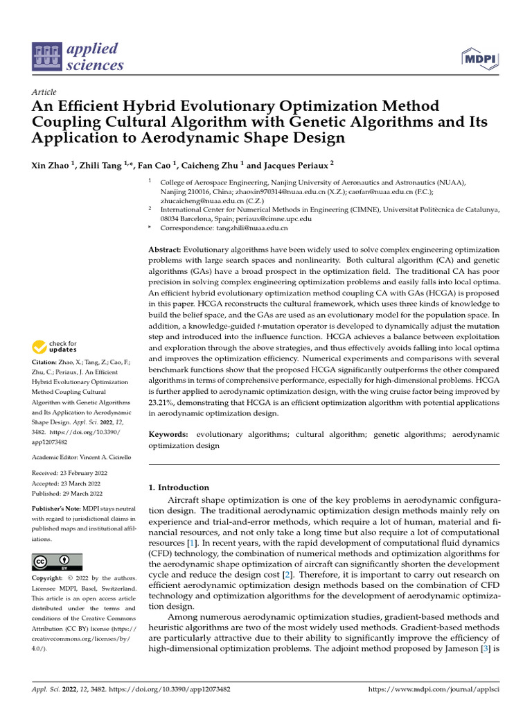 Applsci 12 03482 v2 | PDF | Mathematical Optimization | Genetic Algorithm