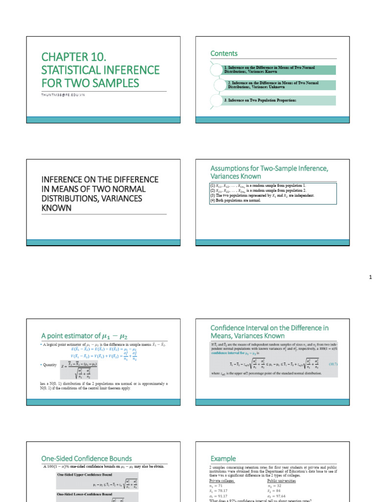 Chapter10 - Statistical Inference For 2 Samples | PDF