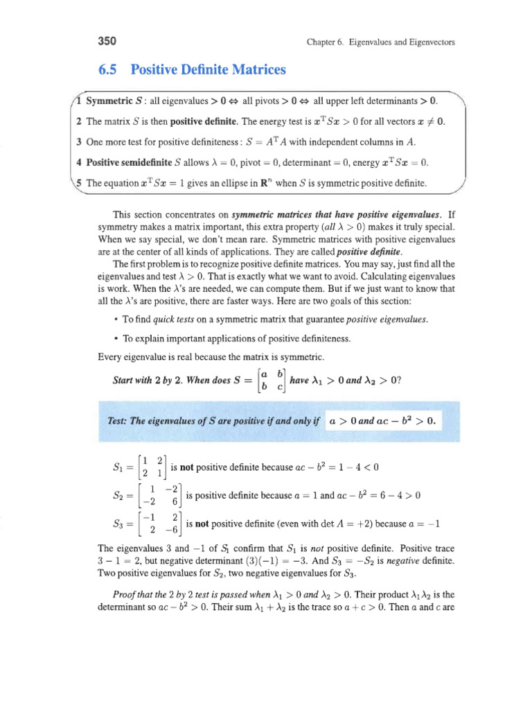Positive Definite Matrix | PDF