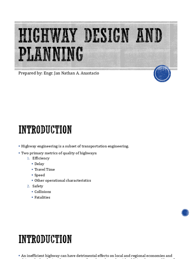 CE103-1 - 2. Highway Design and Planning | Download Free PDF ...