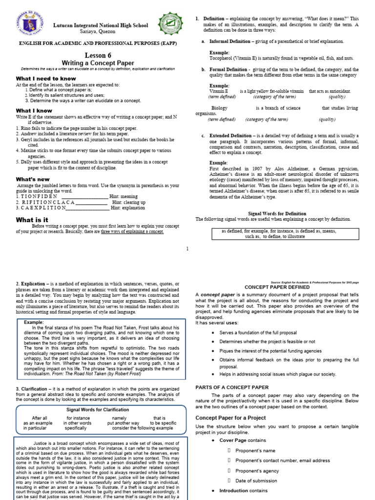 Module 4 Lesson6 Concept Paper | PDF