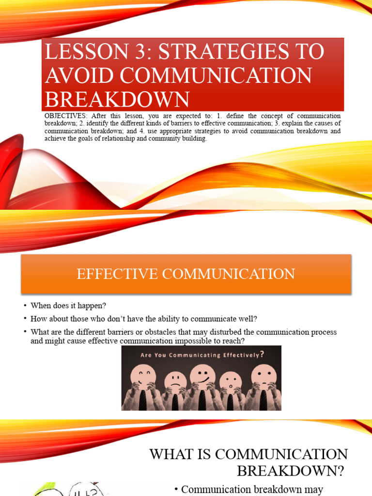 LESSON 3 EFFECTIVE COMMUNICATION Strategies To Avoid Communication ...
