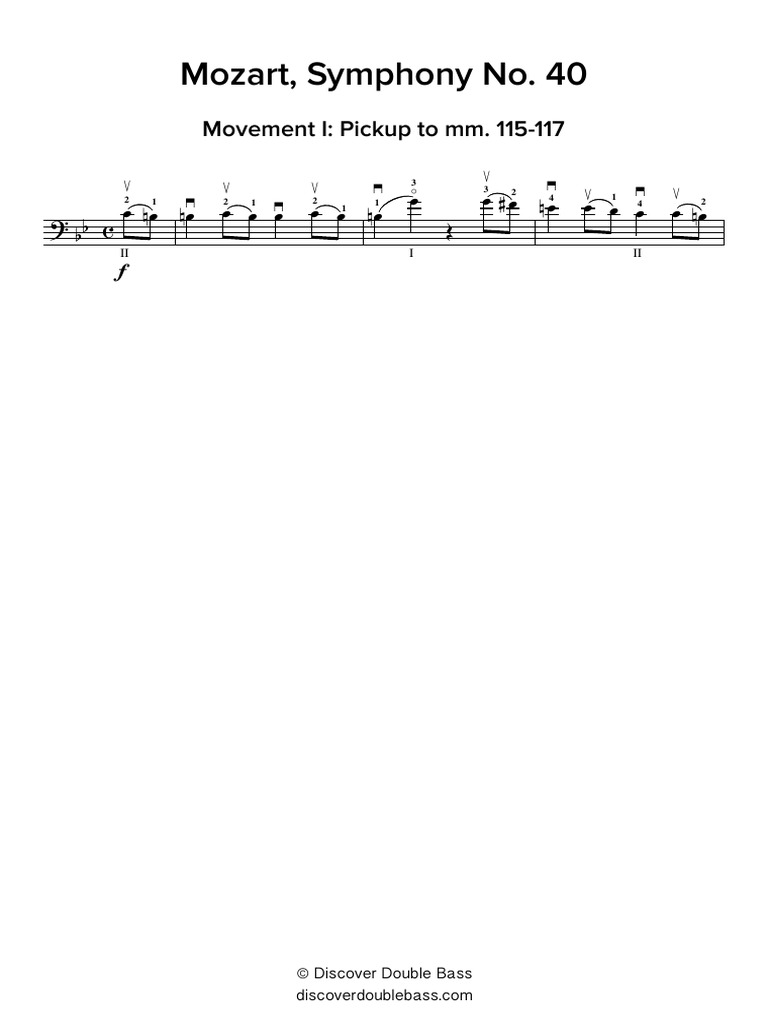 Mozart, Symphony No. 40 - Movement I - Pickup To Mm. 115-117 | PDF