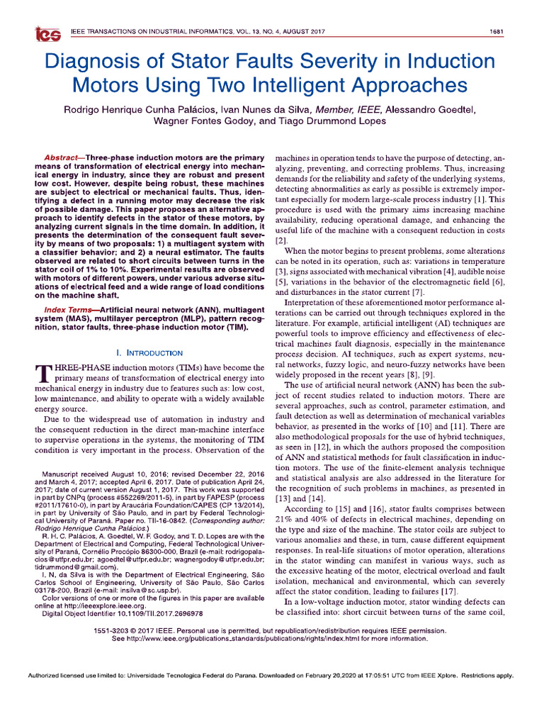 Ieee Diagnosis Of Stator Faults Severity In Induction Motors Using Two Intelligent Approaches