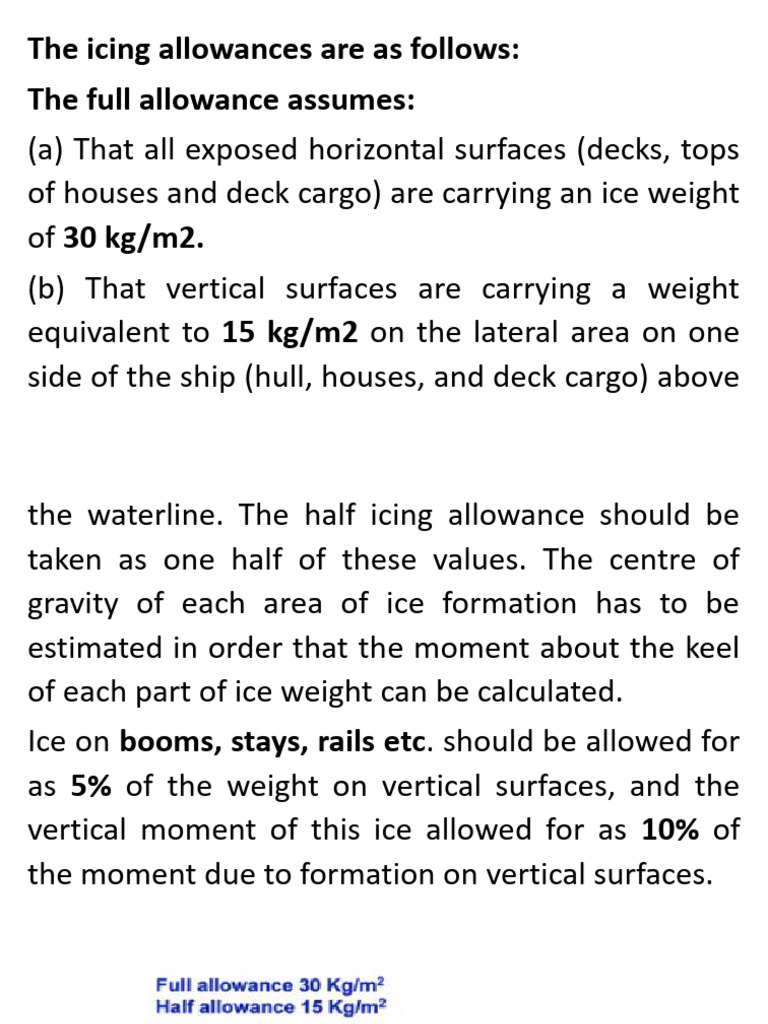 Icing Allowances and Stability Calculations | PDF | Ships | Deck (Ship)