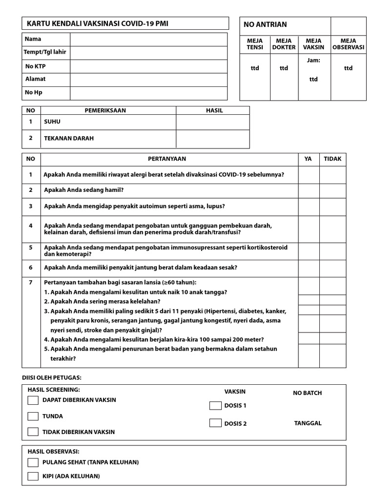 Form List Screening Form PMI | PDF