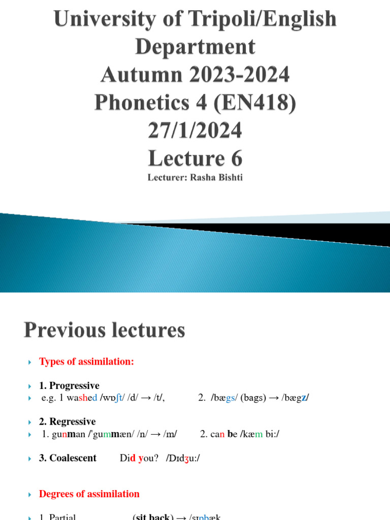 Phonetics 4 L6 Assimilation of Place | PDF | Languages | Foreign Language Studies