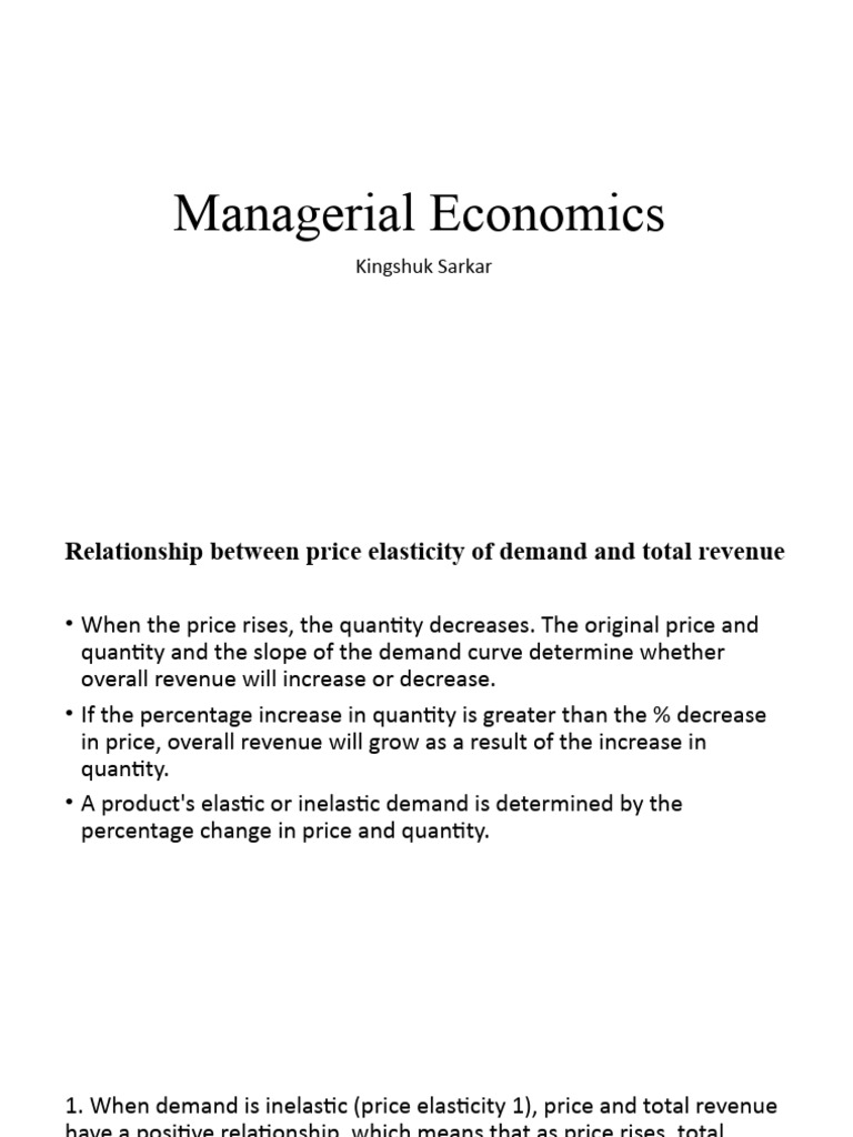 Managerial Economics | PDF | Economic Surplus | Price Elasticity Of Demand