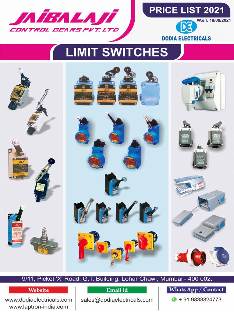 Jai Balaji - Limit Switches - New Price List 2021 (26!08!2021) | PDF ...