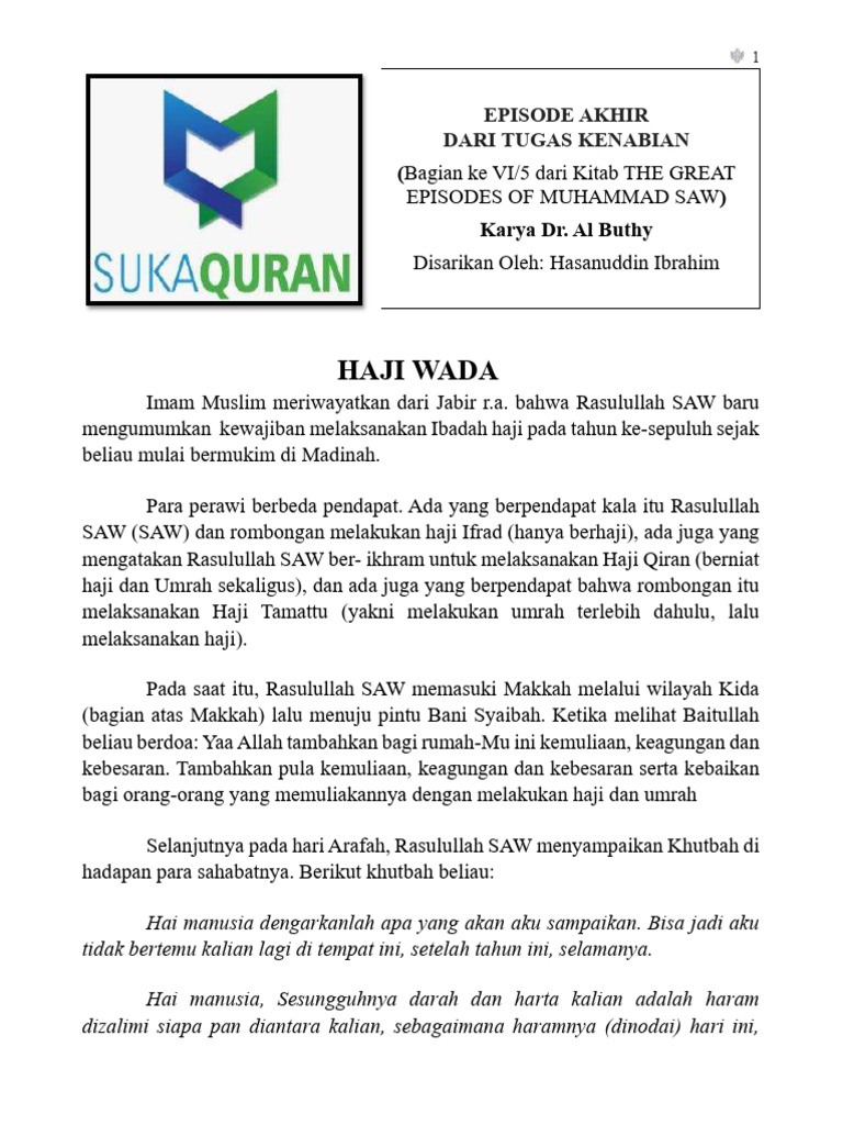 Bedah Buku (Pa Hasan - Haji Wada) - 1 | PDF