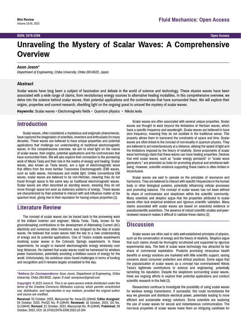 Unraveling The Mystery of Scalar Waves A Comprehensive Overview | PDF ...
